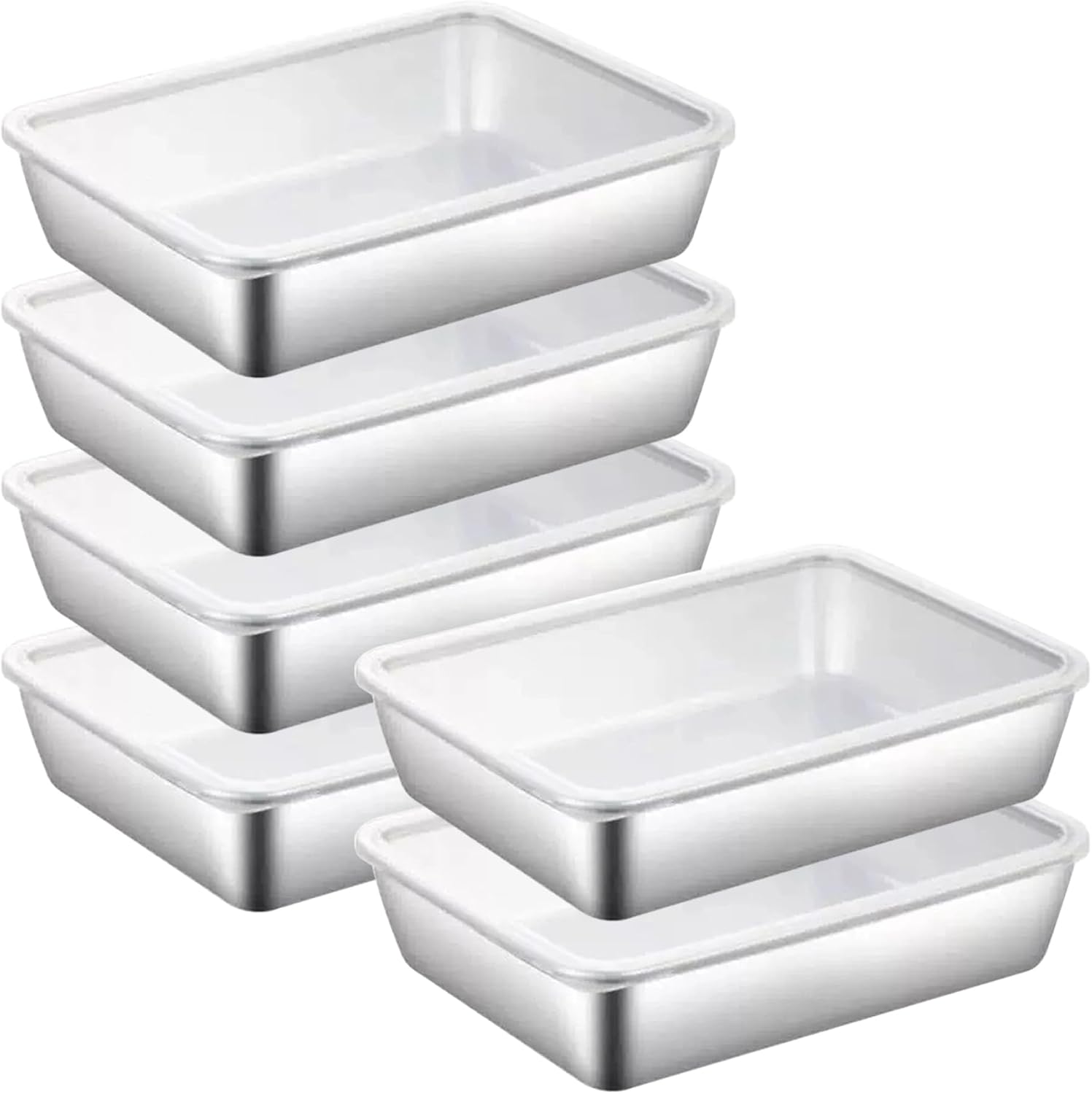 Amazon.com: Ngbbby 6PCS Stackable Stainless Steel Food Containers, 9 ...