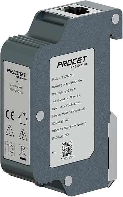 Amazon.com: PROCET Ethernet Surge Protector DIN Rail Gigabit - 20KV ...