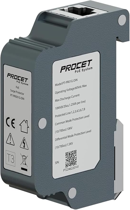 Amazon.com: PROCET Ethernet Surge Protector DIN Rail Gigabit - 20KV ...