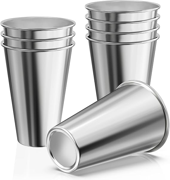 Amazon.com: ENCYS Set of 8 Stainless Steel Cups,12oz Stainless Steel ...