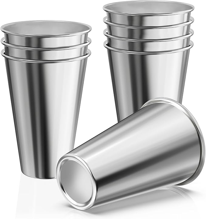 Amazon.com: ENCYS Set of 8 Stainless Steel Cups,12oz Stainless Steel ...