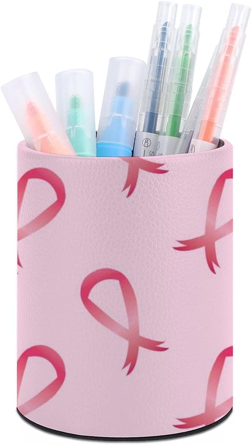 Amazon.com: Breast Cancer Awareness Pink Ribbons Pencil Holder Cute Pen ...