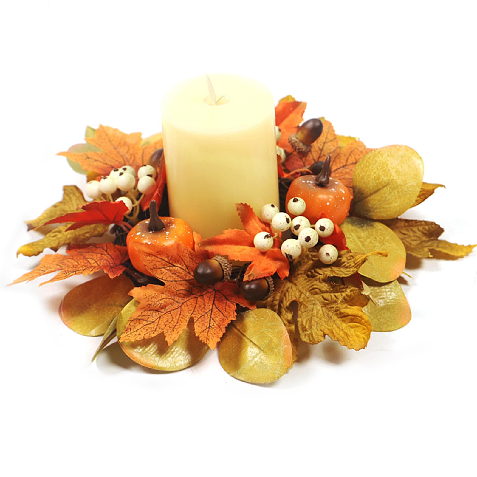 Amazon.com: Fall Candle Rings 12inch Pumpkin Maple Leaf Candle Holder ...