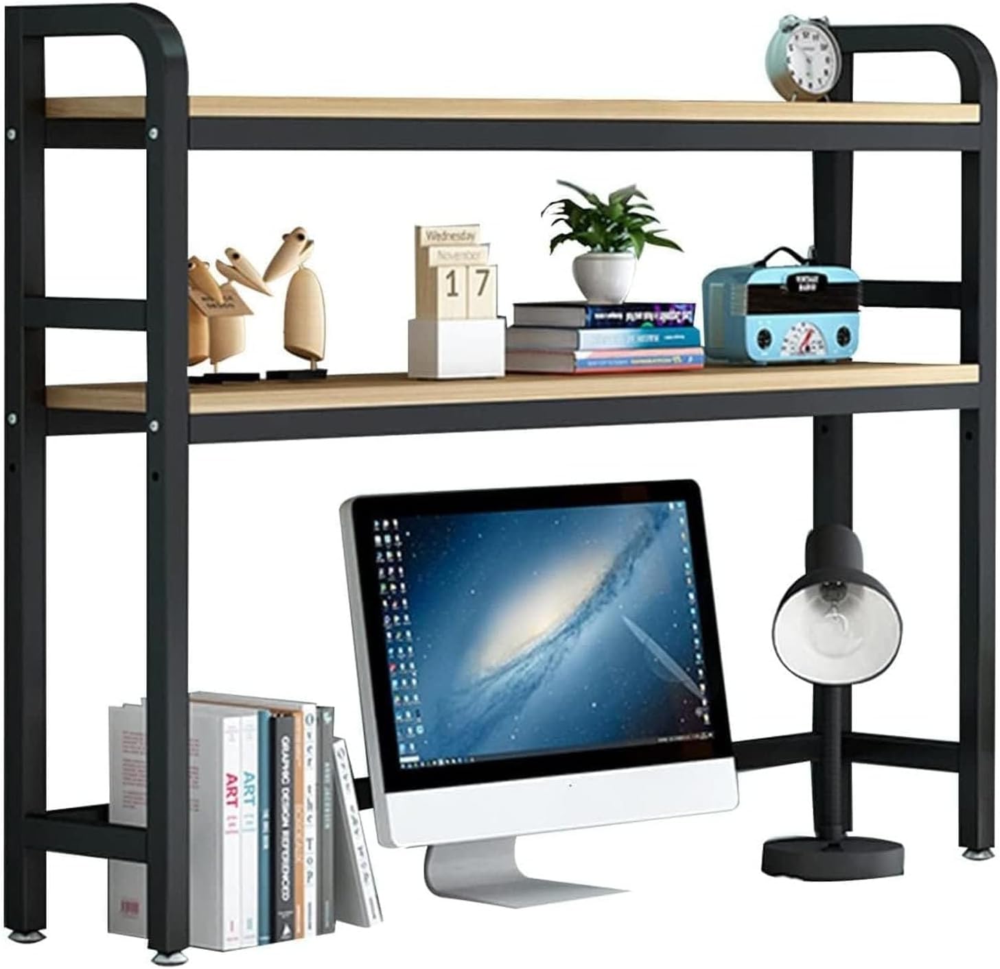 Amazon.com: Lsoiup 2 Tier Desktop Bookcase Multipurpose Countertop ...