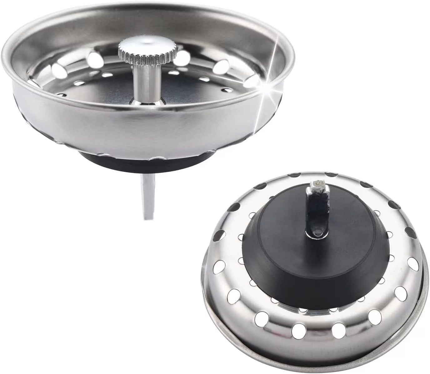K&J Kitchen Sink Strainer Stopper - 2-in-1 Stainless Steel Spring Clip ...