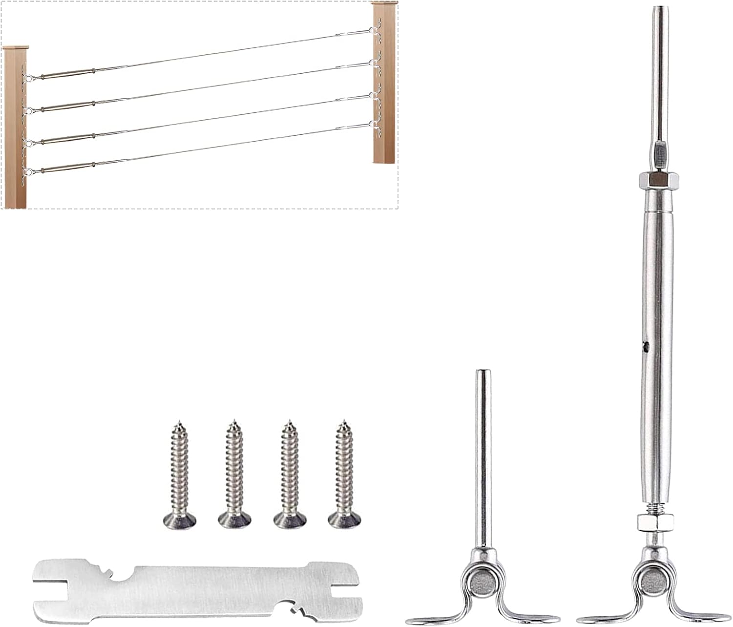 Wayska 12 Pairs T316 Stainless Steel Cable Railing Kits Fit 3/16 ...