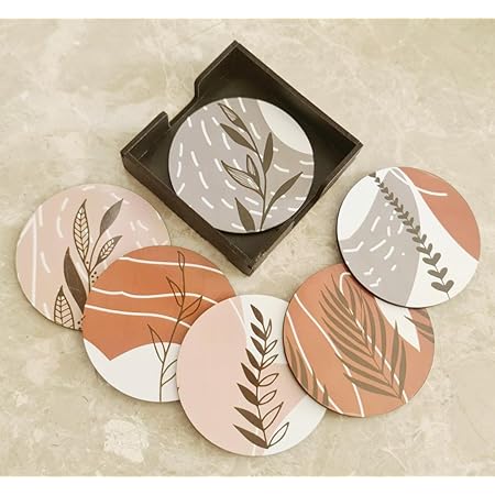 My Creative Hut Coaster Set of 6 Beautiful Wooden Coasters with Proper ...