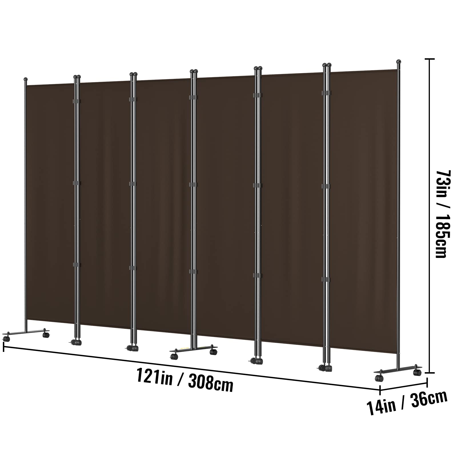 VEVOR 6 Panel Room Divider, 6 FT Tall, Freestanding & Folding Privacy ...