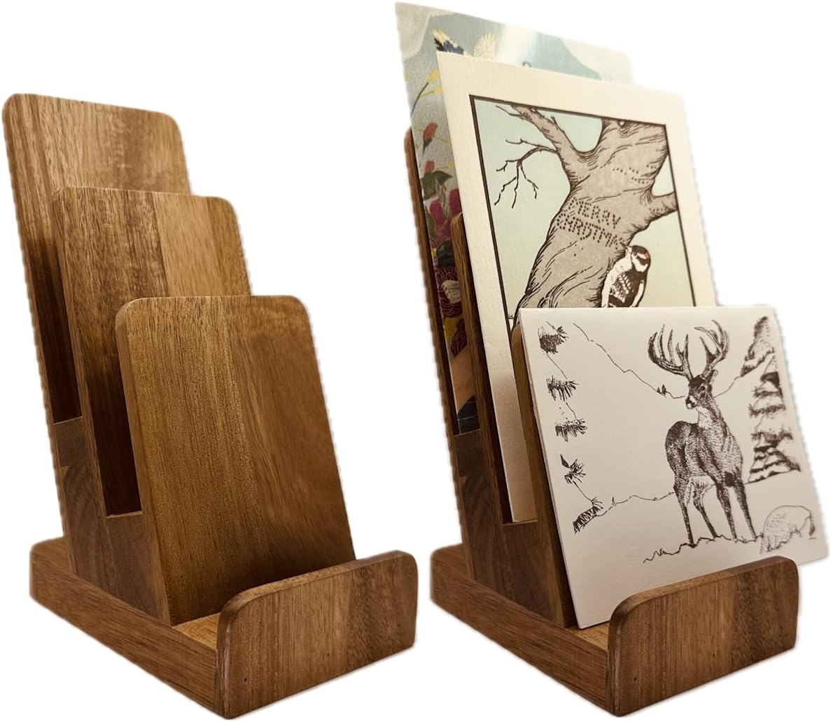 Amazon.com : 2 Pieces 6 x 9 Wood Brochure Holder 3 Tier Pamphlet ...