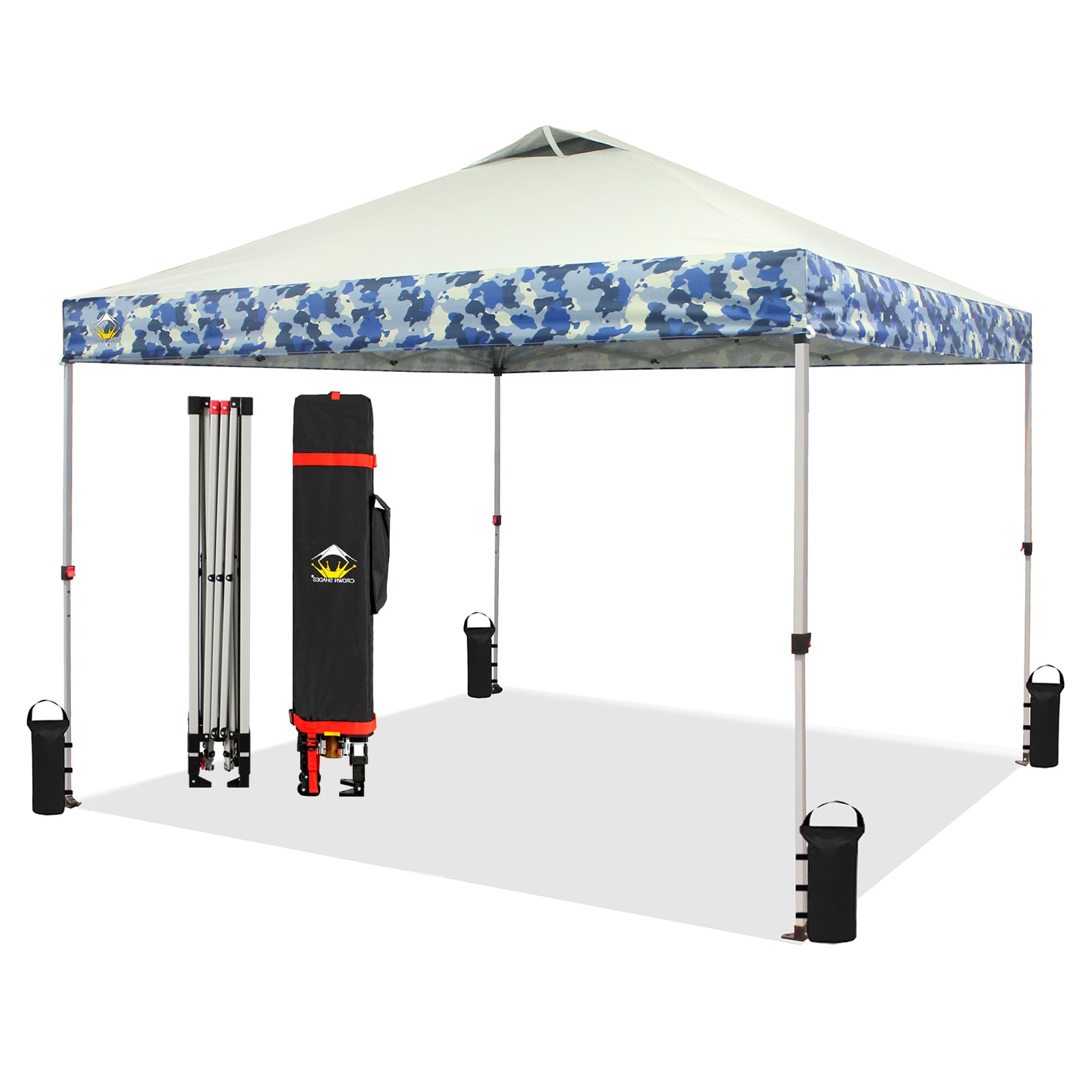 CROWN SHADES 10x10 Pop Up Canopy, Patented Center Lock One Push Instant ...