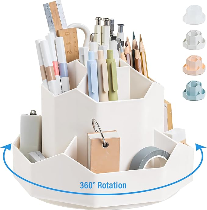 Amazon.com: BXIHUR 360 Degree Rotation Pen Holder,9 Slots Pencil Holder ...