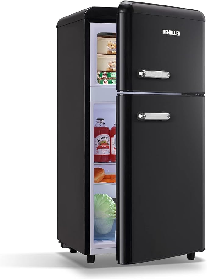 Amazon.com: DEMULLER Mini Fridge Dual Door Refrigerator with Freezer, 3 ...