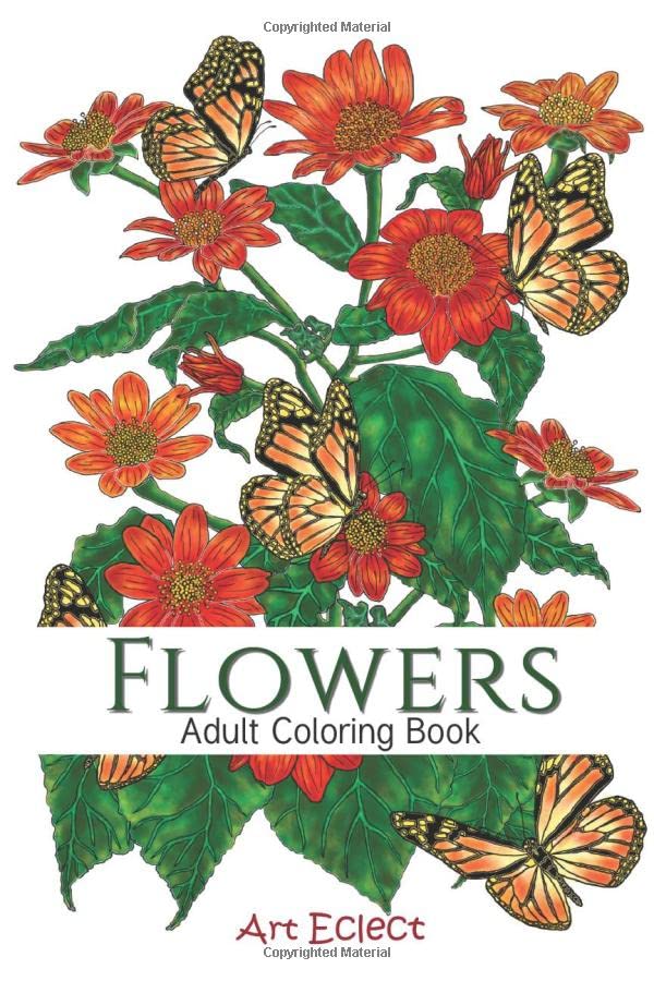 Amazon.com: Flowers Adult Coloring Book: Travel size 6"x9" Coloring ...