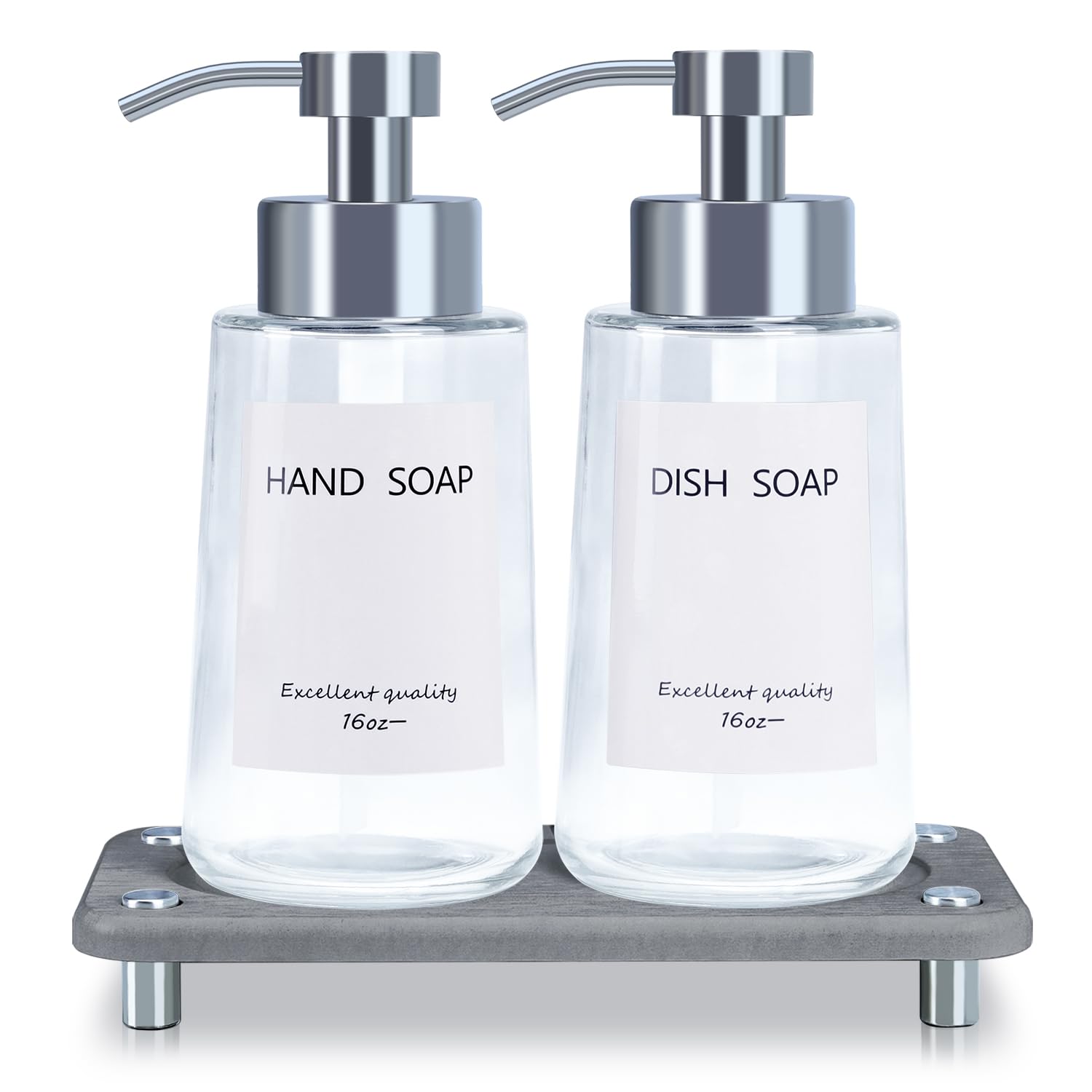 Amazon.com: Soap Dispenser Set - 16 oz Glass Soap Dispenser with Pump ...