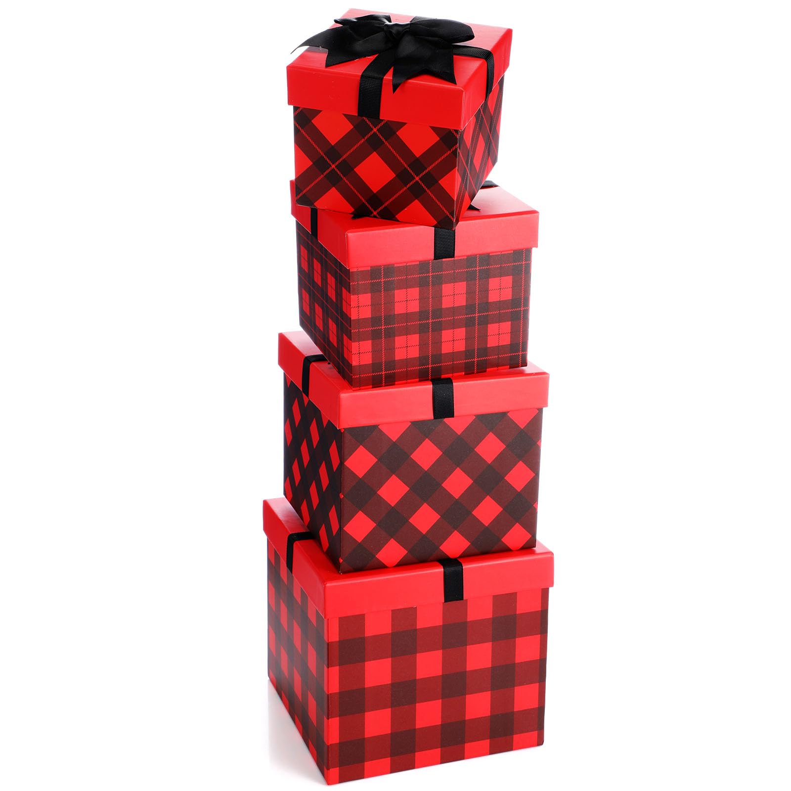 Snapklik.com : TaoBary 4 Pcs Buffalo Plaid Nesting Gift Boxes Stackable ...