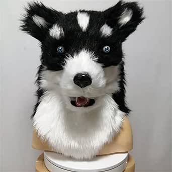 Amazon.com: Cosfyte Realistic Mouth Mover Wolf Mask,Fursuit Husky Dog ...
