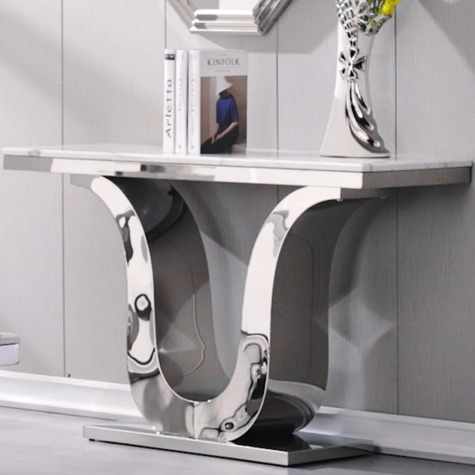 Amazon.com: Anewsun Silver Console Table, White and Silver Living Room ...