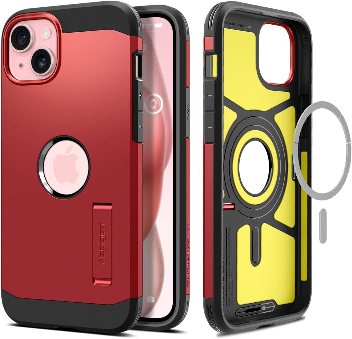 Amazon.com: Spigen Tough Armor MagFit Designed for iPhone 15 Case (2023) [Kickstand] [Military ...