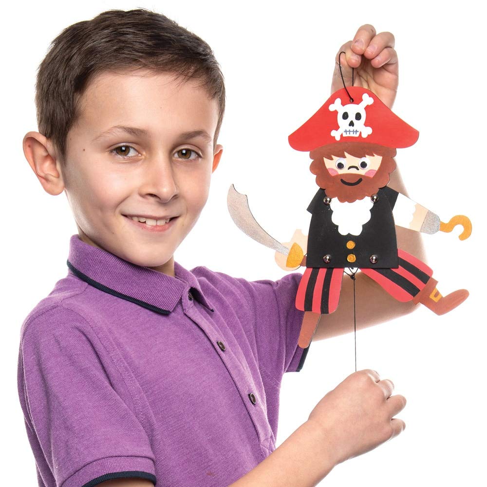 Baker Ross AT669 Pirate Wooden Puppet Kits – Pack of 4, Blank Wood ...