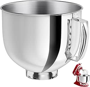 Amazon.com: 5QT Stainless Steel Mixer Bowls with Handle Fit for KitchenAid 4.5 & 5-Quart Tilt ...