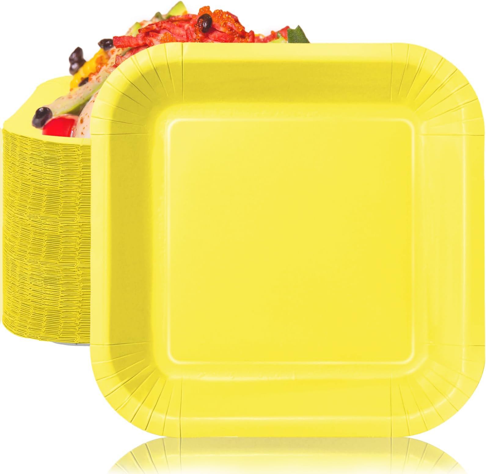 Amazon.com: Oojami 100 Count Square yellow Paper Plates 50~9" Dinner ...