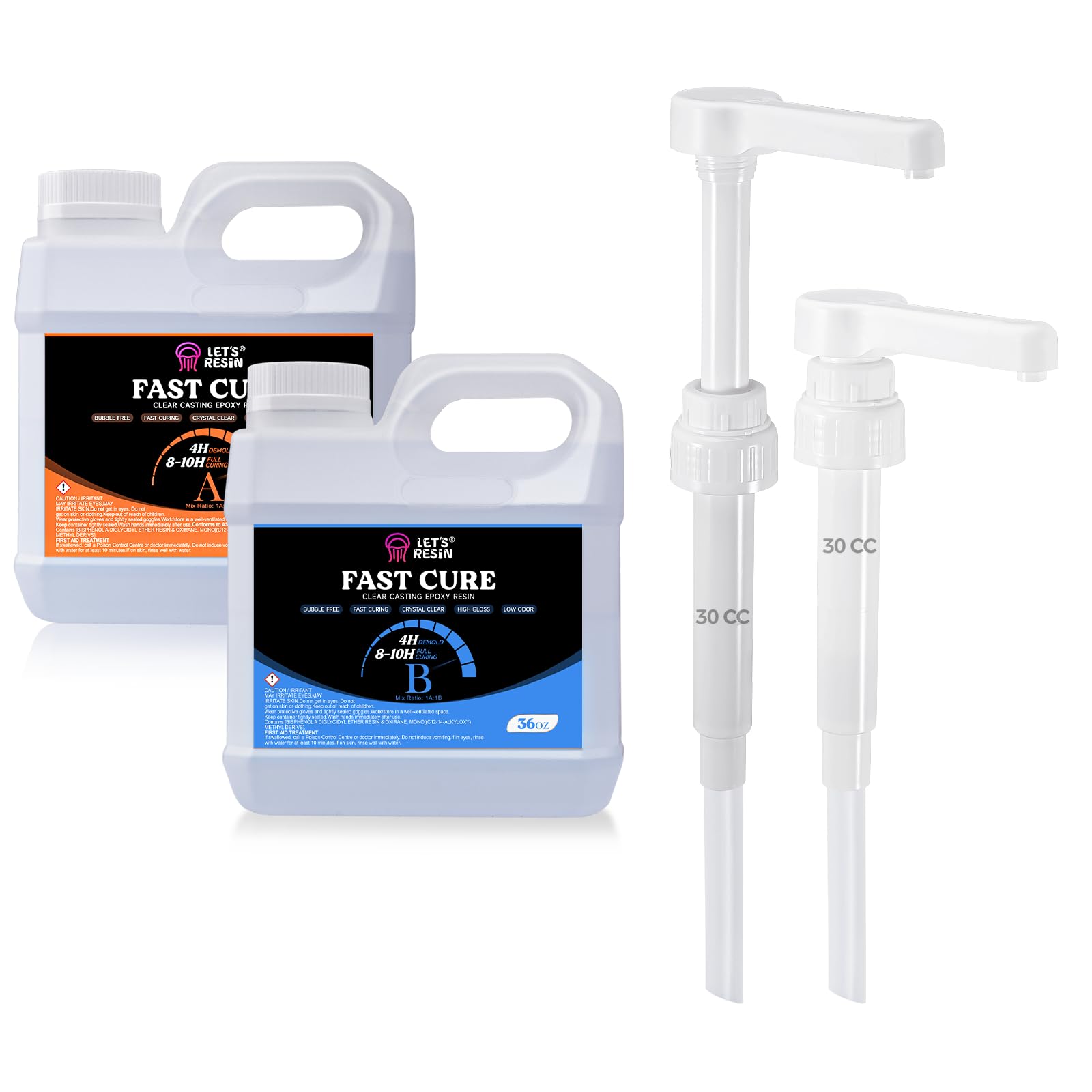 Bundle Set of LET'S RESIN 72oz Fast Cure Epoxy Resin and 30CC Gallon ...