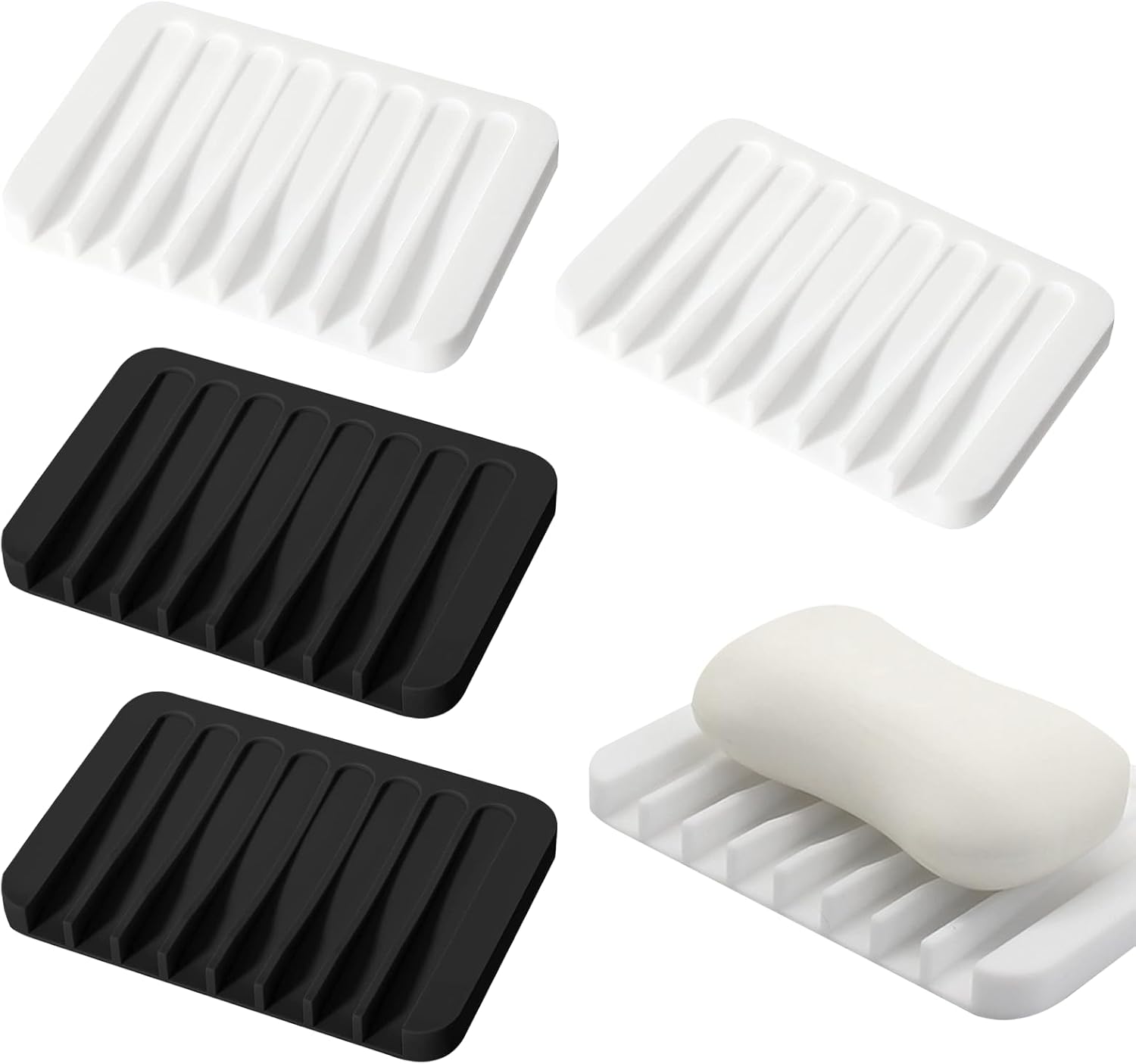 4Pcs Silicon Soap Box with Comb Shaped Overhead Structure Soap Dishes ...