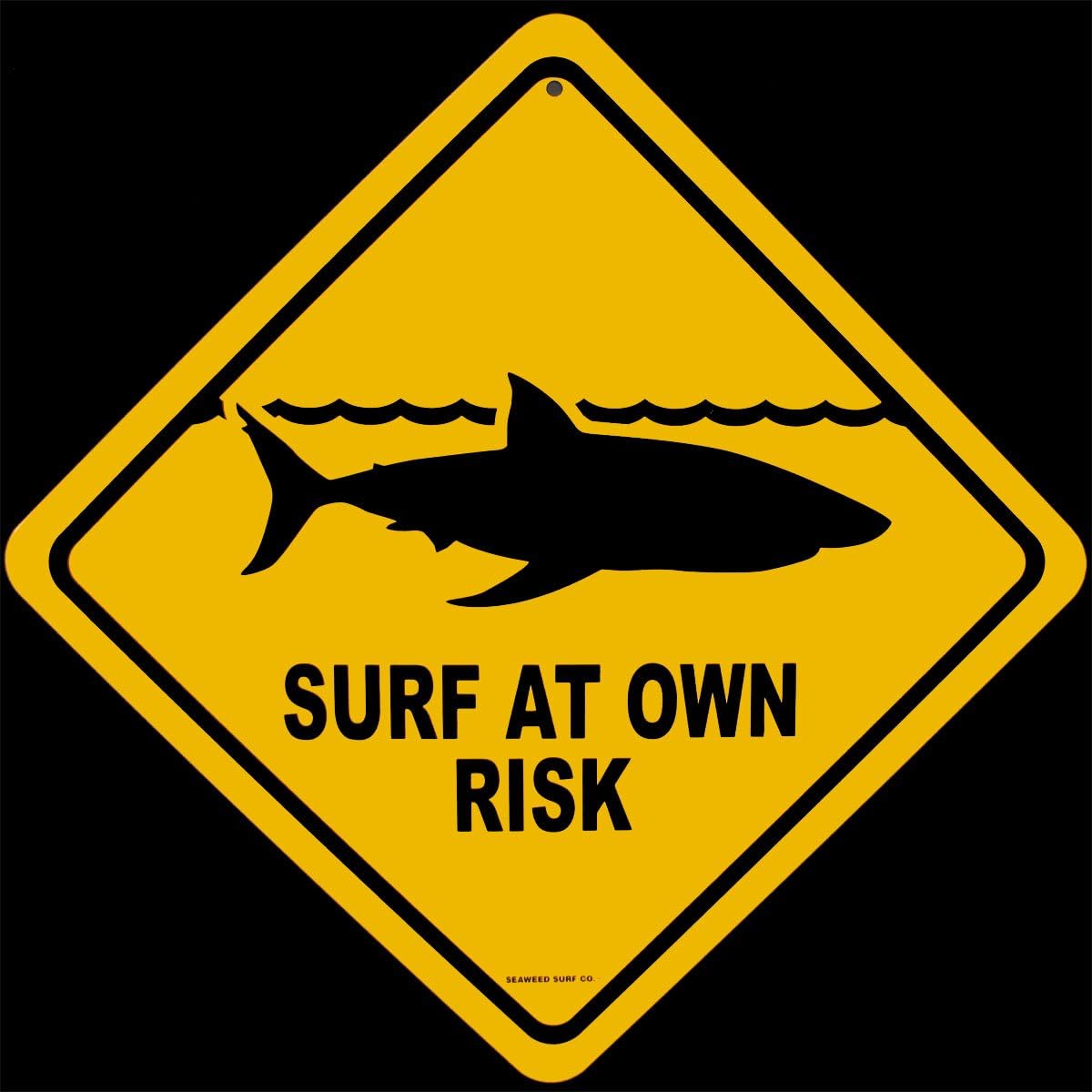 Amazon.com: Treasure Gurus Surf at Own Risk (Shark) Sign : Home & Kitchen