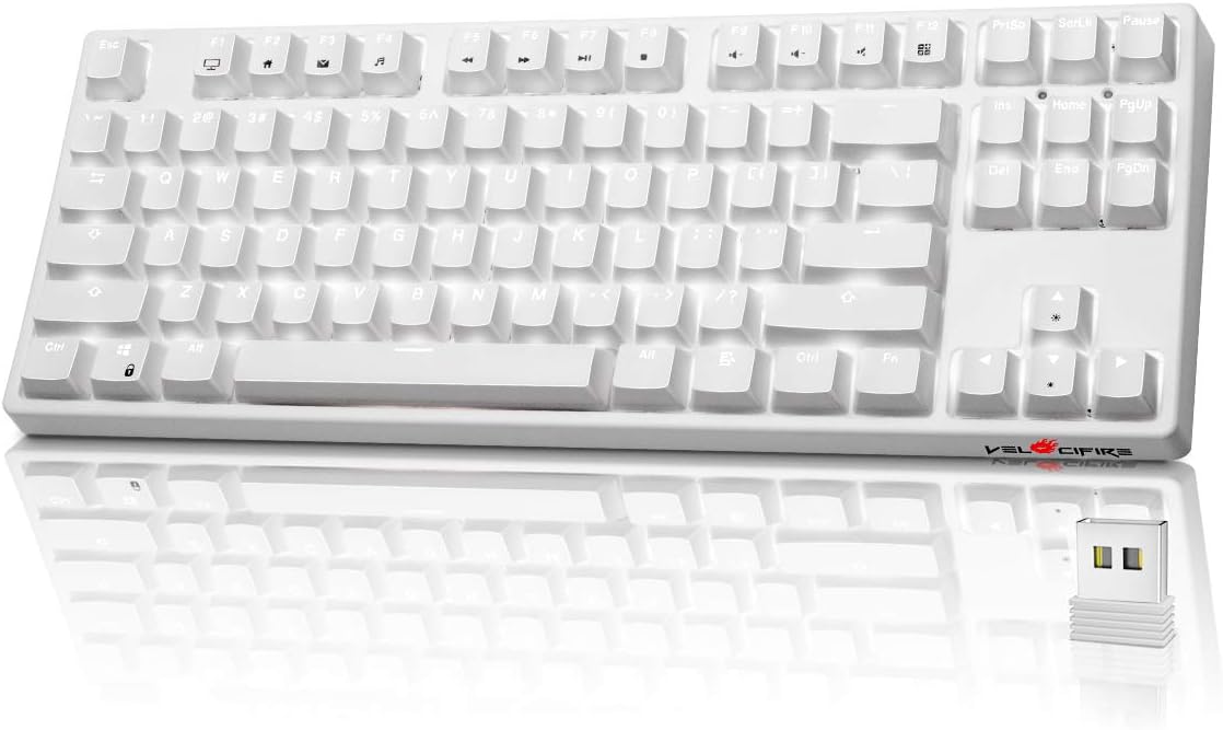 Amazon.com: VELOCIFIRE Wireless Mechanical Keyboard, TKL02WS 87 Key ...