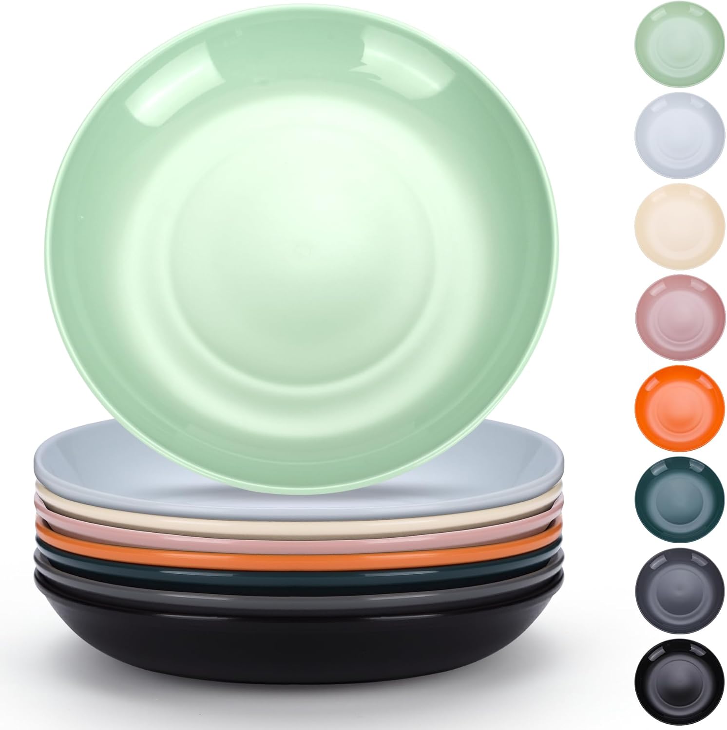 Amazon.com | Evanda Plastic Plates Set of 8 Pieces, Dinner Plates 9.5 ...