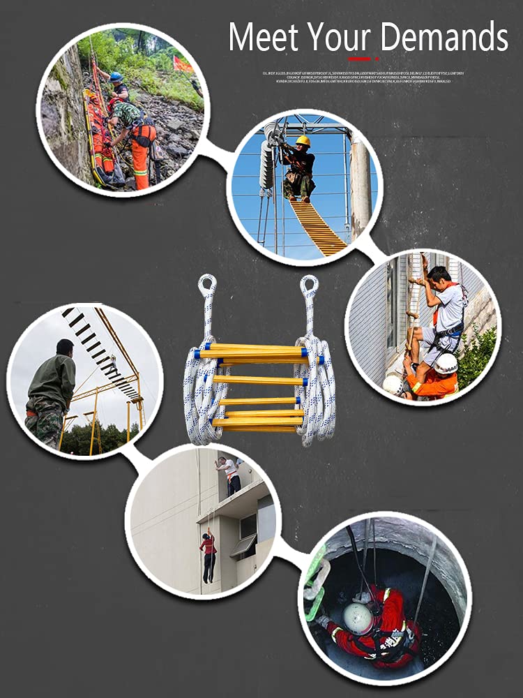 SUTON Emergency Fire Escape Ladder Flame Resistant Safety Rope Ladder ...