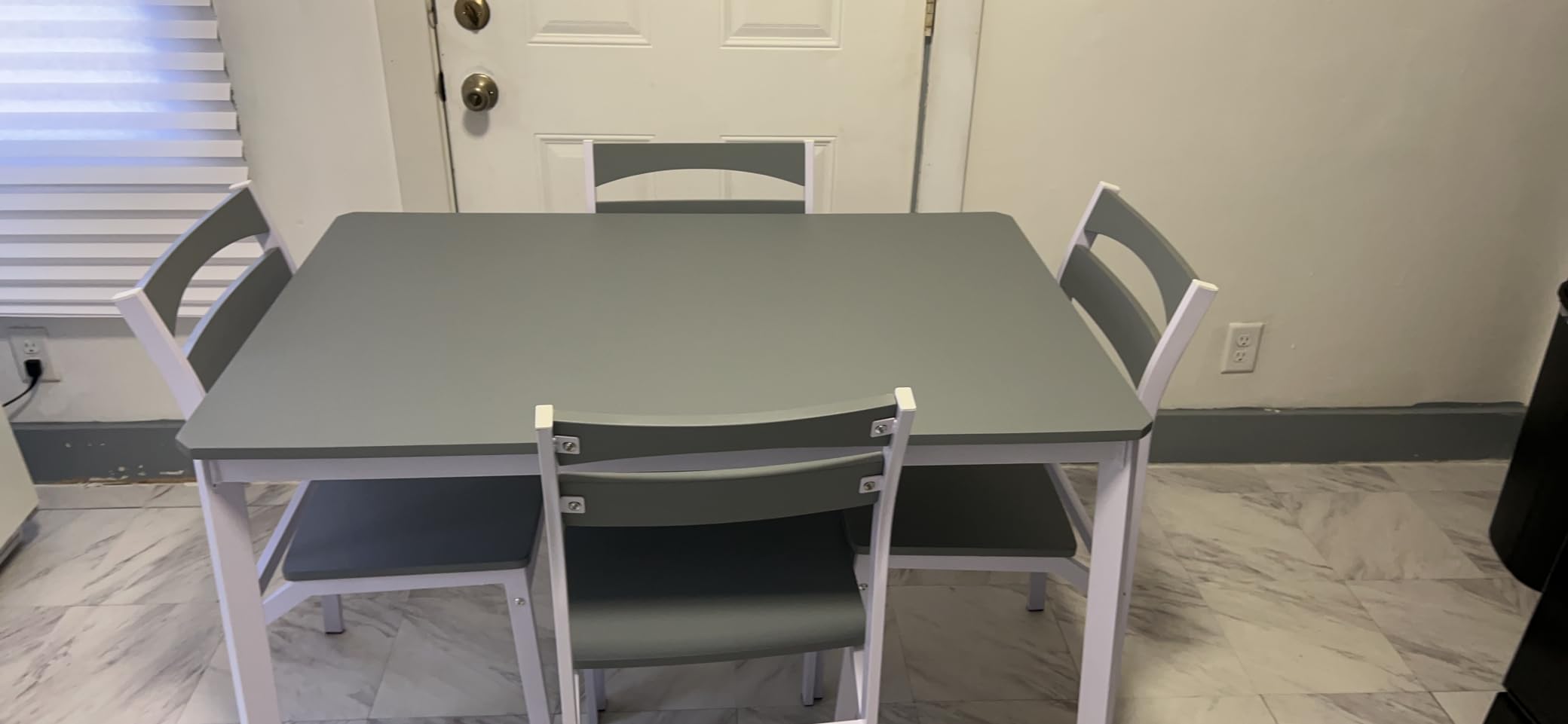 $28/mo - Finance AWQM Faux Wooden Table with 4 PU Upholstered Chairs ...