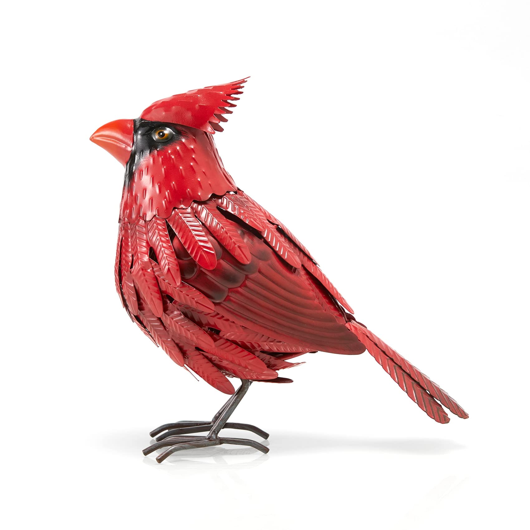 Cardinal Statue Metal Bird Yard Art, Garden Yard Sculpture Art- Red ...