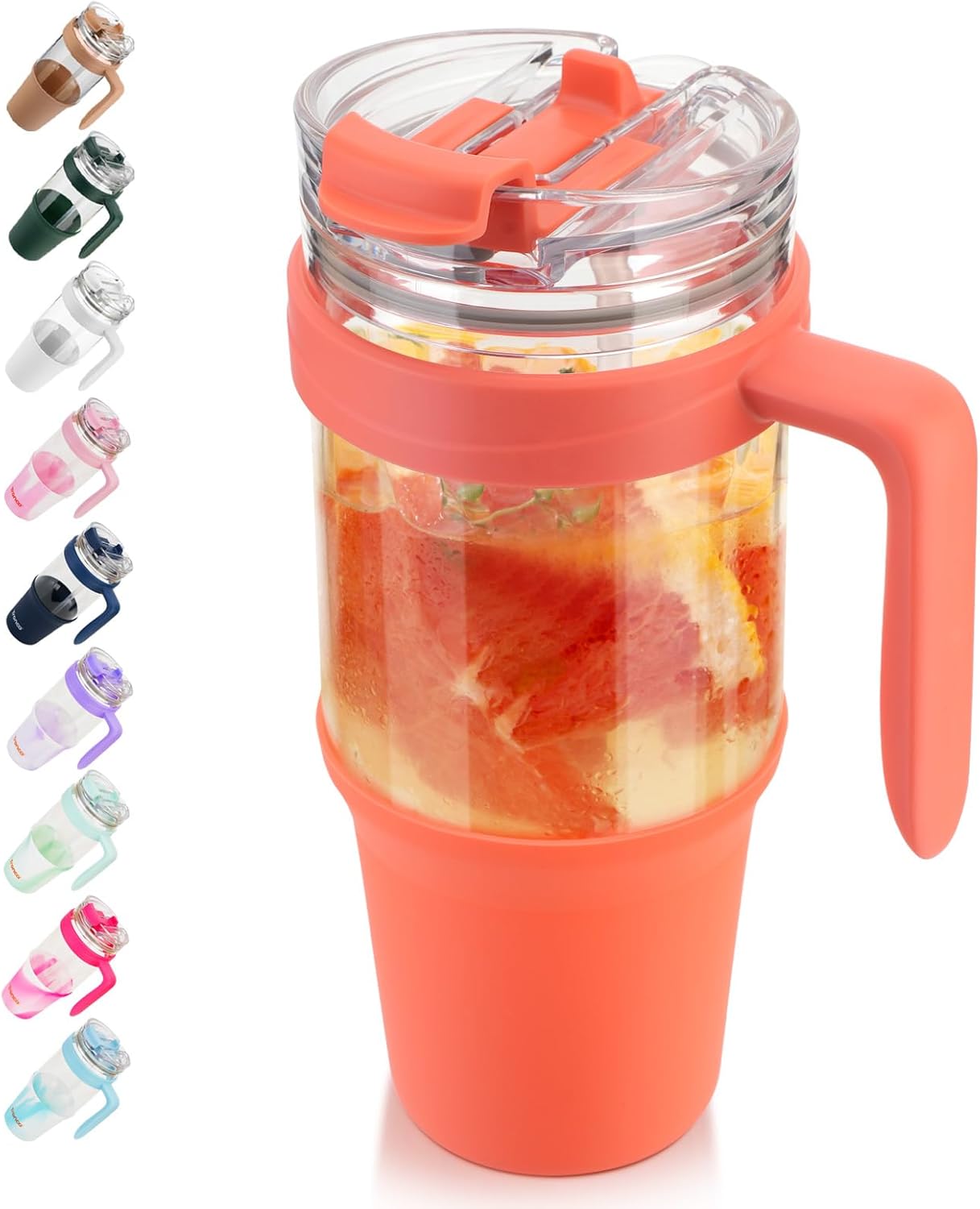 Amazon.com | Tronco 40 oz Glass Tumbler with Straw and Lid, Leak-proof ...