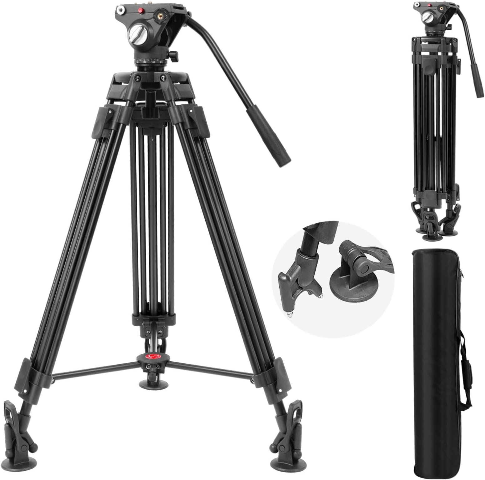 Amazon.com : 72"/183cm Video Tripod Heavy Duty Tripod with 360° Fluid ...