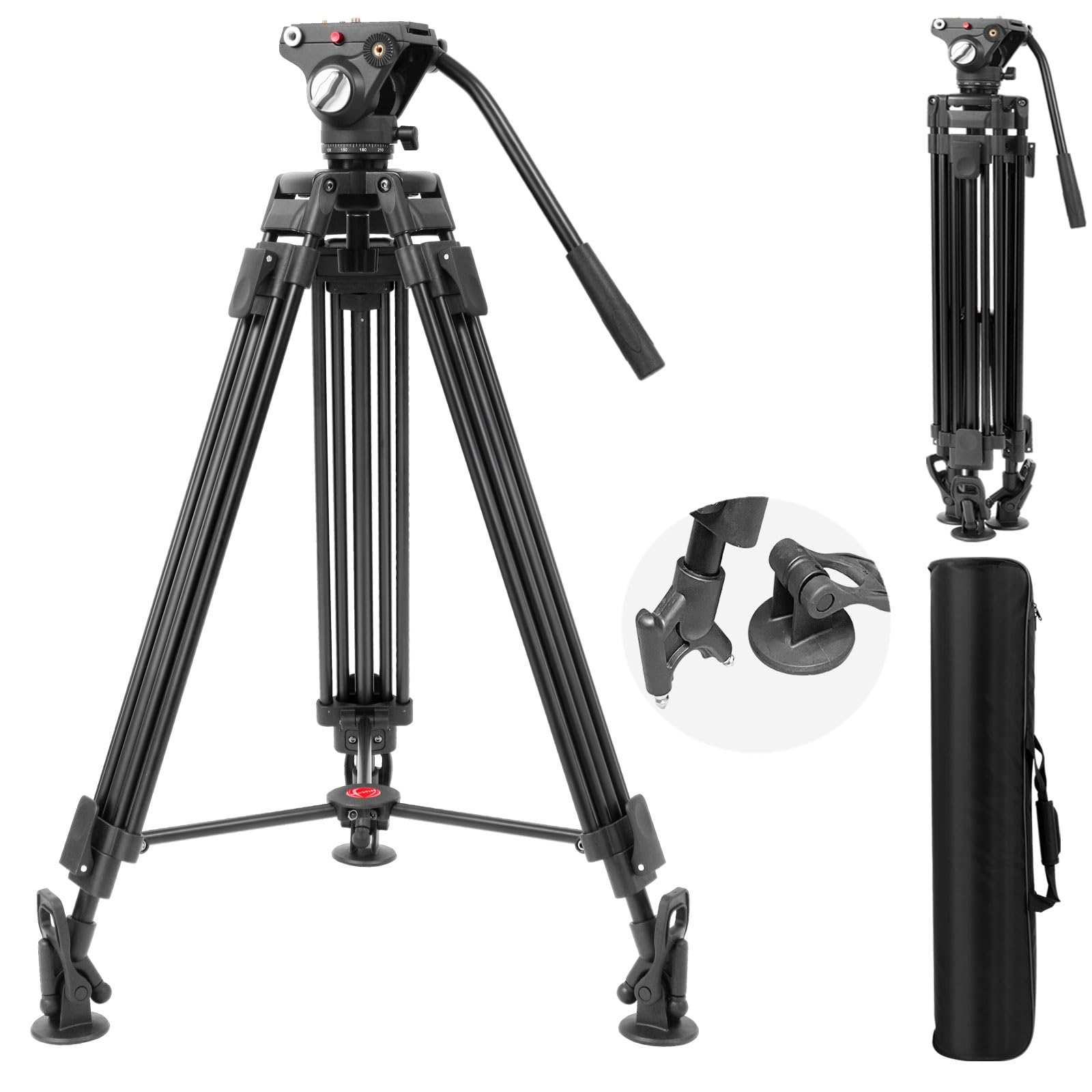 Amazon.com : 72"/183cm Video Tripod Heavy Duty Tripod with 360° Fluid ...