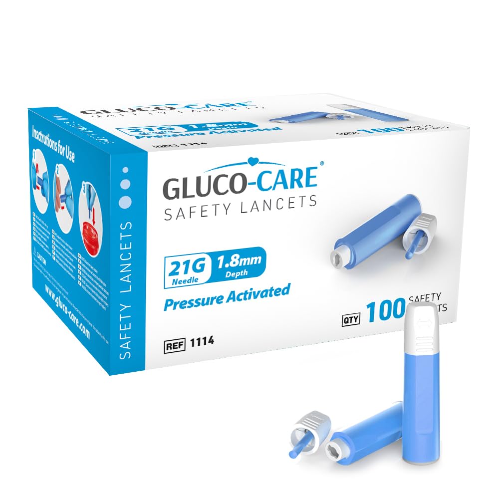 Amazon.com: GLUCO-CARE Safety Lancets, Contact-Activated, 21Gx 1.8mm ...