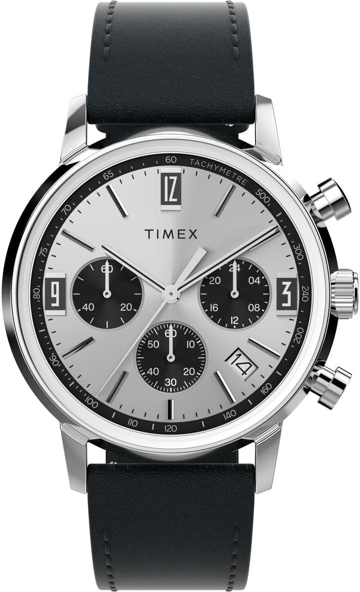 Timex Men Chronograph Quartz Watch with Leather Strap TW2W10300: Buy ...