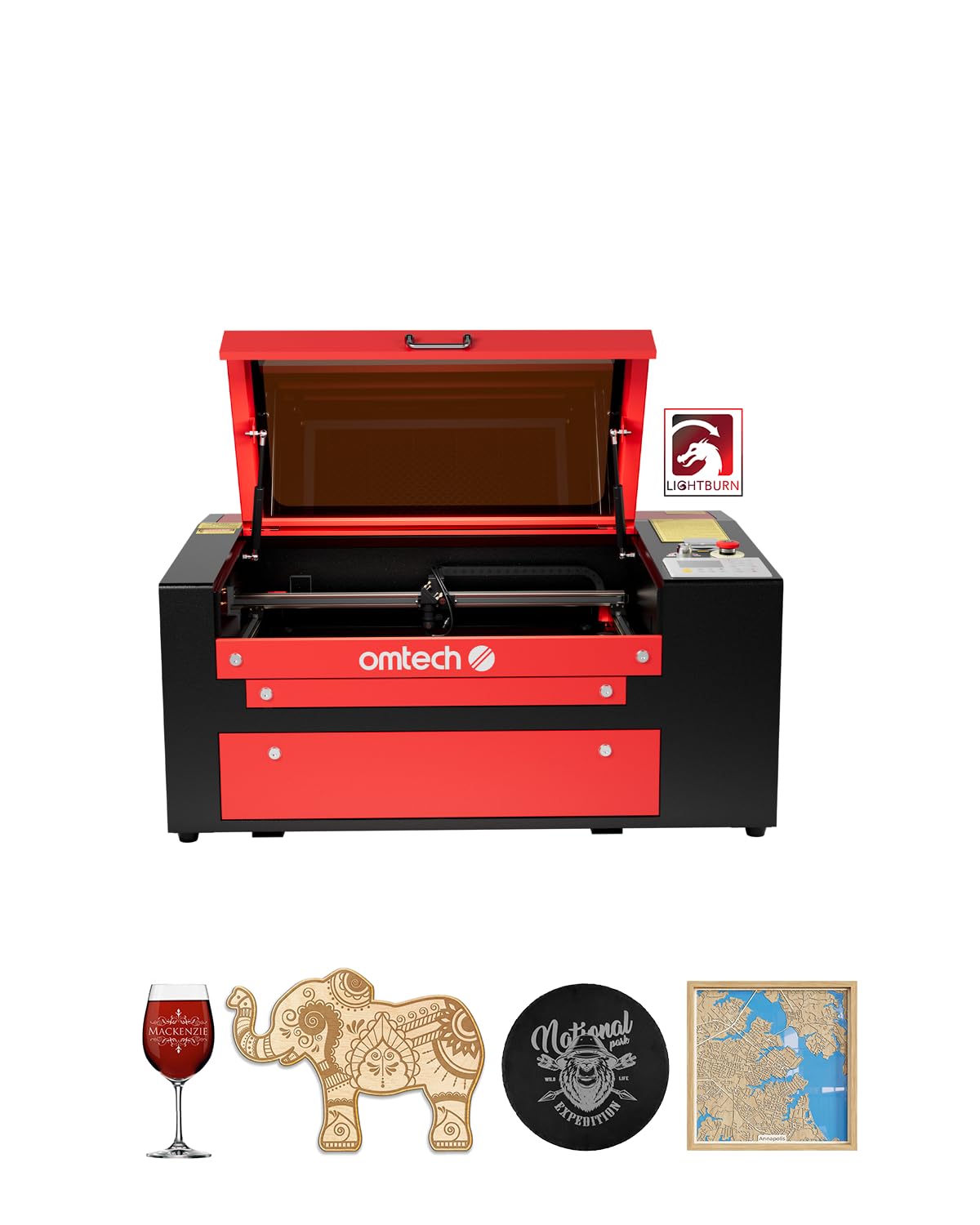 Amazon.com: OMTech 50W CO2 Laser Engraver with LightBurn, 20x12 Inch ...