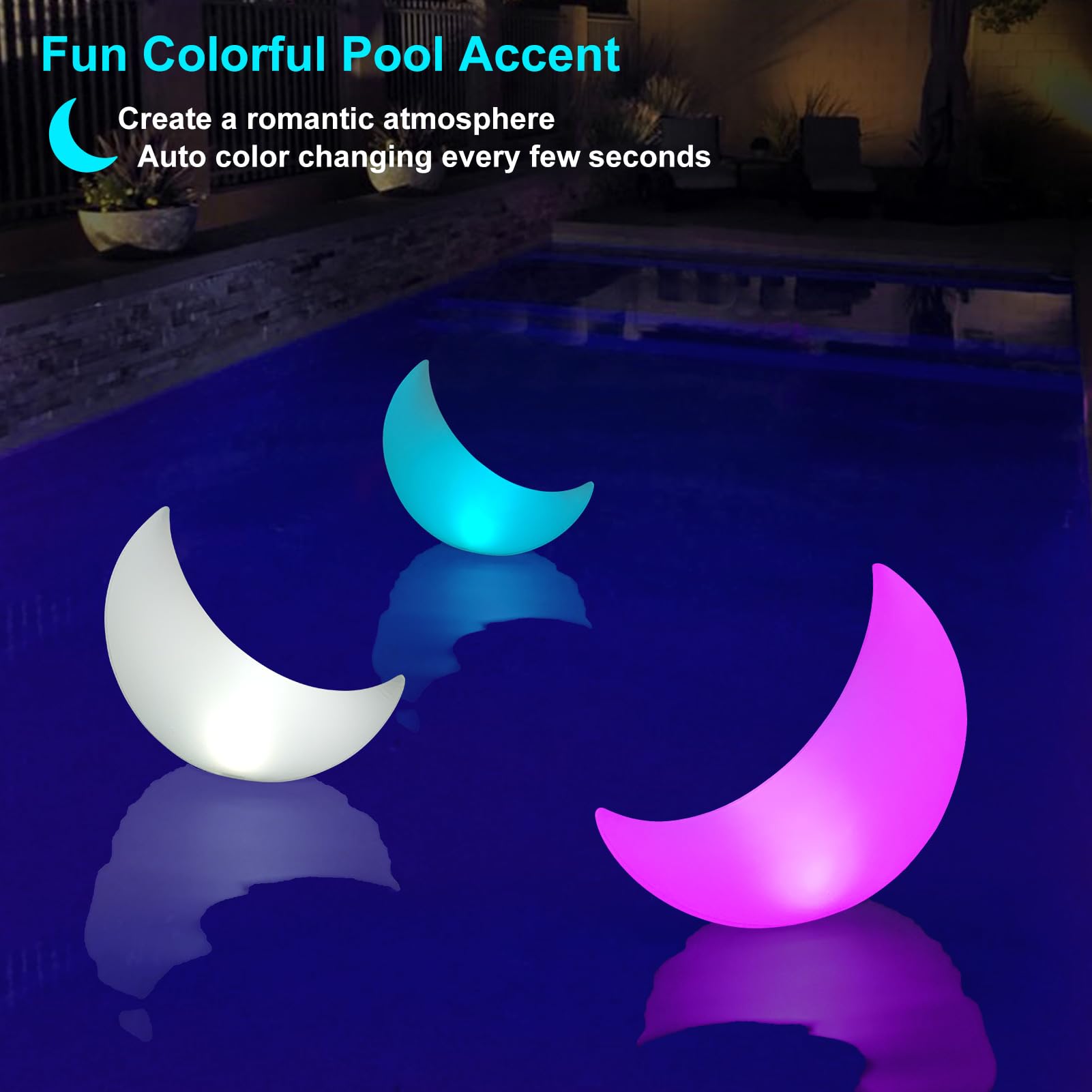Snapklik.com : Goallim Solar Floating Pool Lights Crescent Moon Pool ...