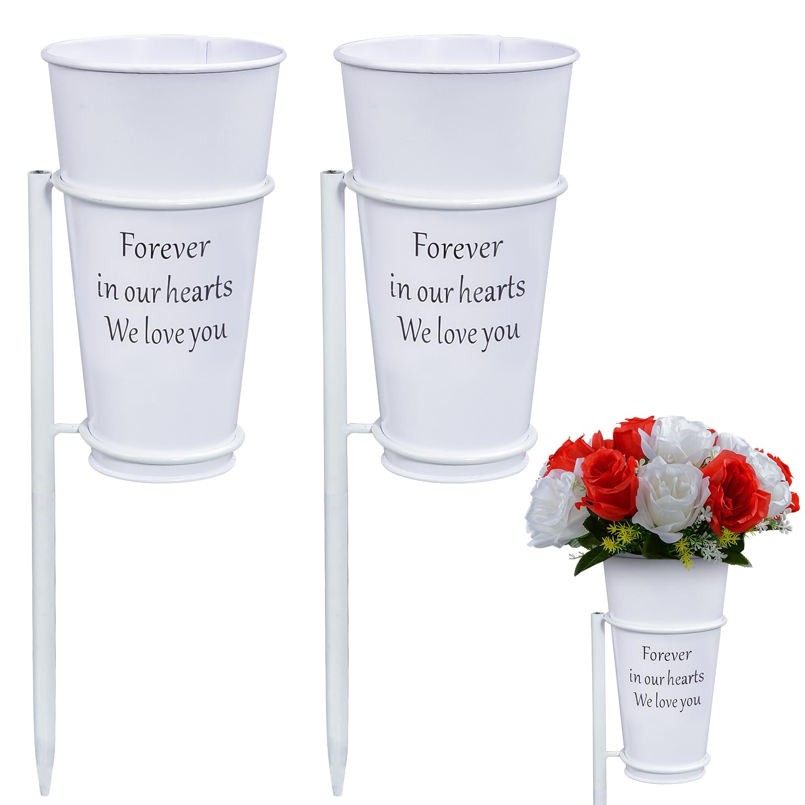 Amazon.com: Metal Cemetery Vase Flower Holder with Spikes in Ground ...