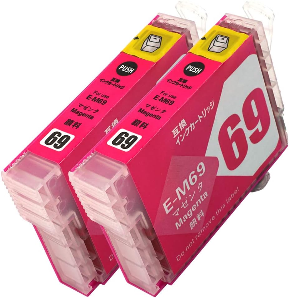 Amazon.co.jp: EPSON エプソン IC69-(M/マゼンタ)【顔料】【2本セット】 最新 互換 インクカートリッジ 《最新型ICチップ搭載・残量表示対応》 砂時計 69 ...