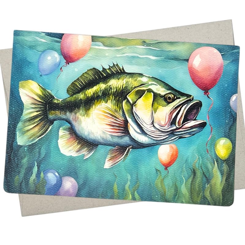 Amazon.com : Whitman and Daughter Largemouth Bass Card, Bass Fishing ...