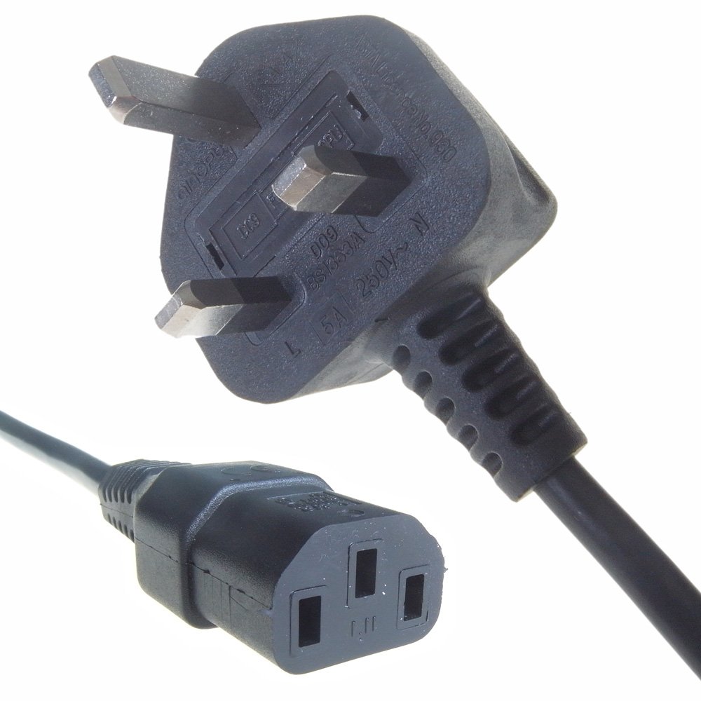 IEC Kettle Lead. Power Cable. Male 3 Pin UK Plug to female C13. PC ...