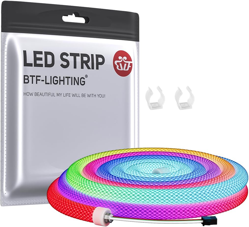 BTF-LIGHTING WS2811 RGB adressierbare 360 Grad Rund Netzförmig Neon LED ...
