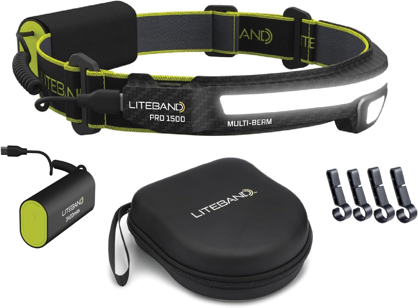 Liteband PRO Bundle 1500 Lumens LED Headlamp Rechargeable Battery ...