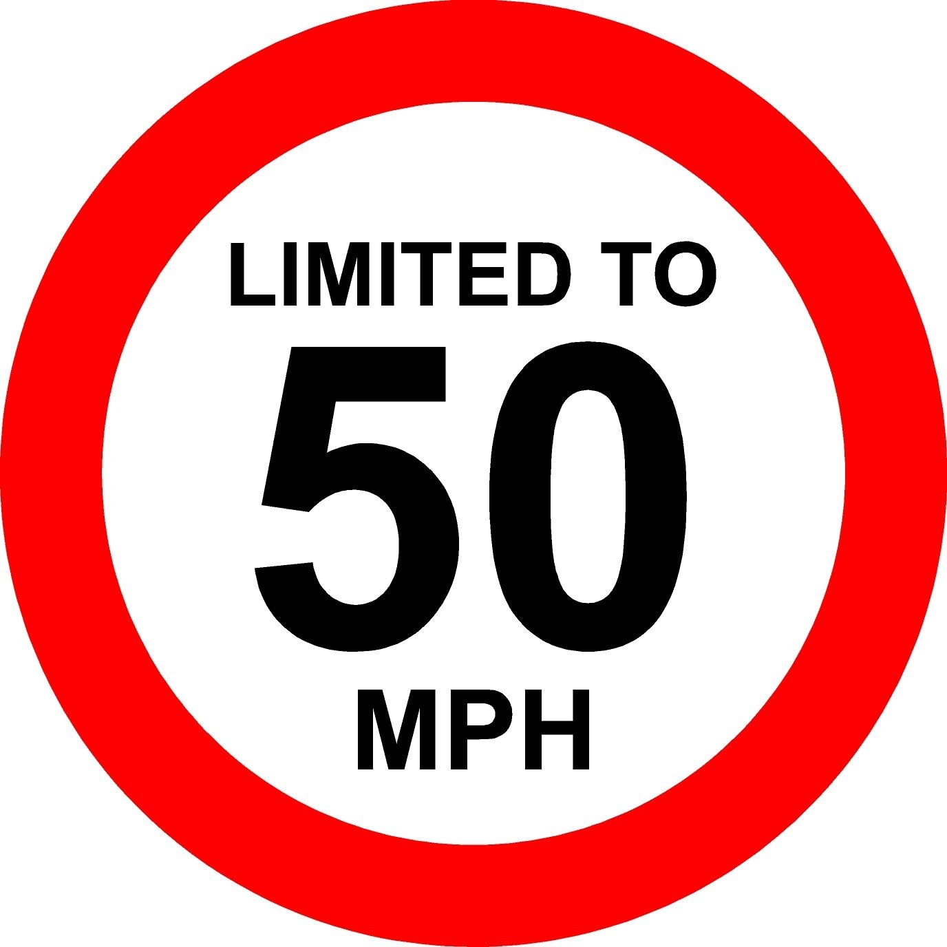 Limited to 50 MPH Vehicle Speed Limit Sign - Self Adhesive Sticker ...