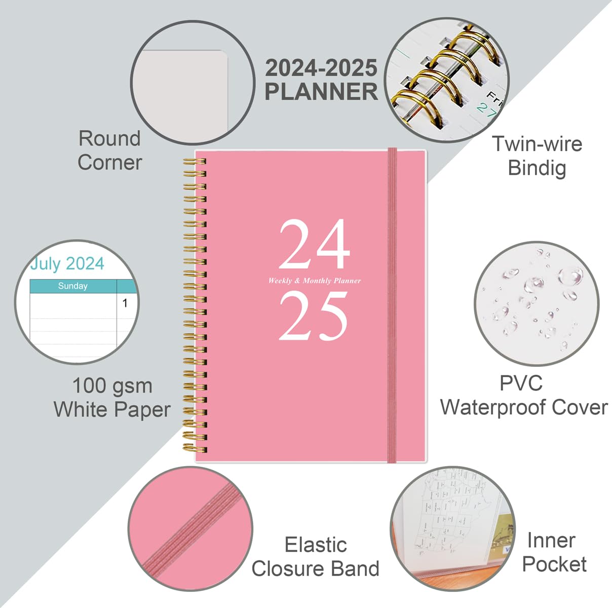 Snapklik.com : 2024-2025 Planner - Weekly & Monthly Planner Spiral ...
