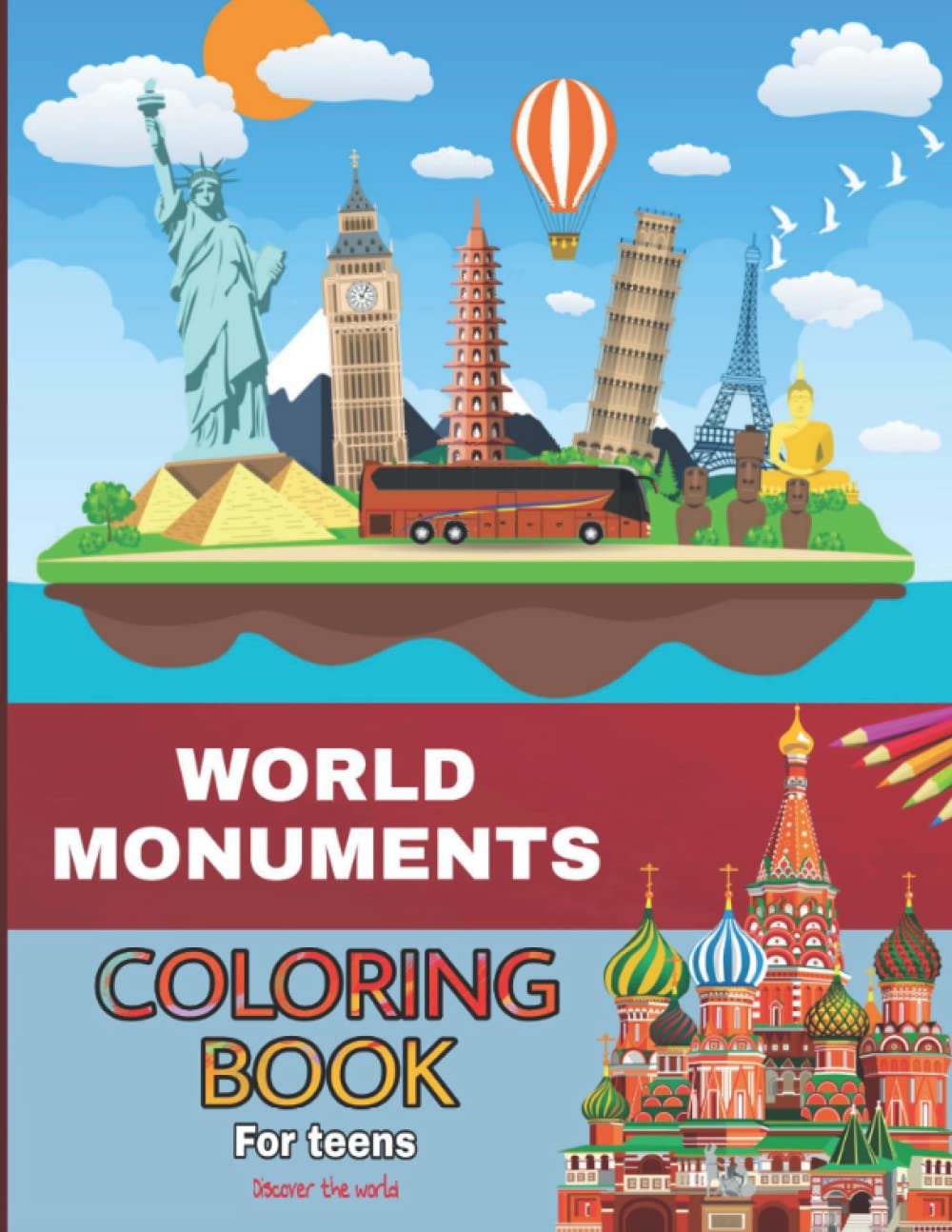 World Monuments Coloring Book For Teens Big Ben Colosseum Eiffel ...