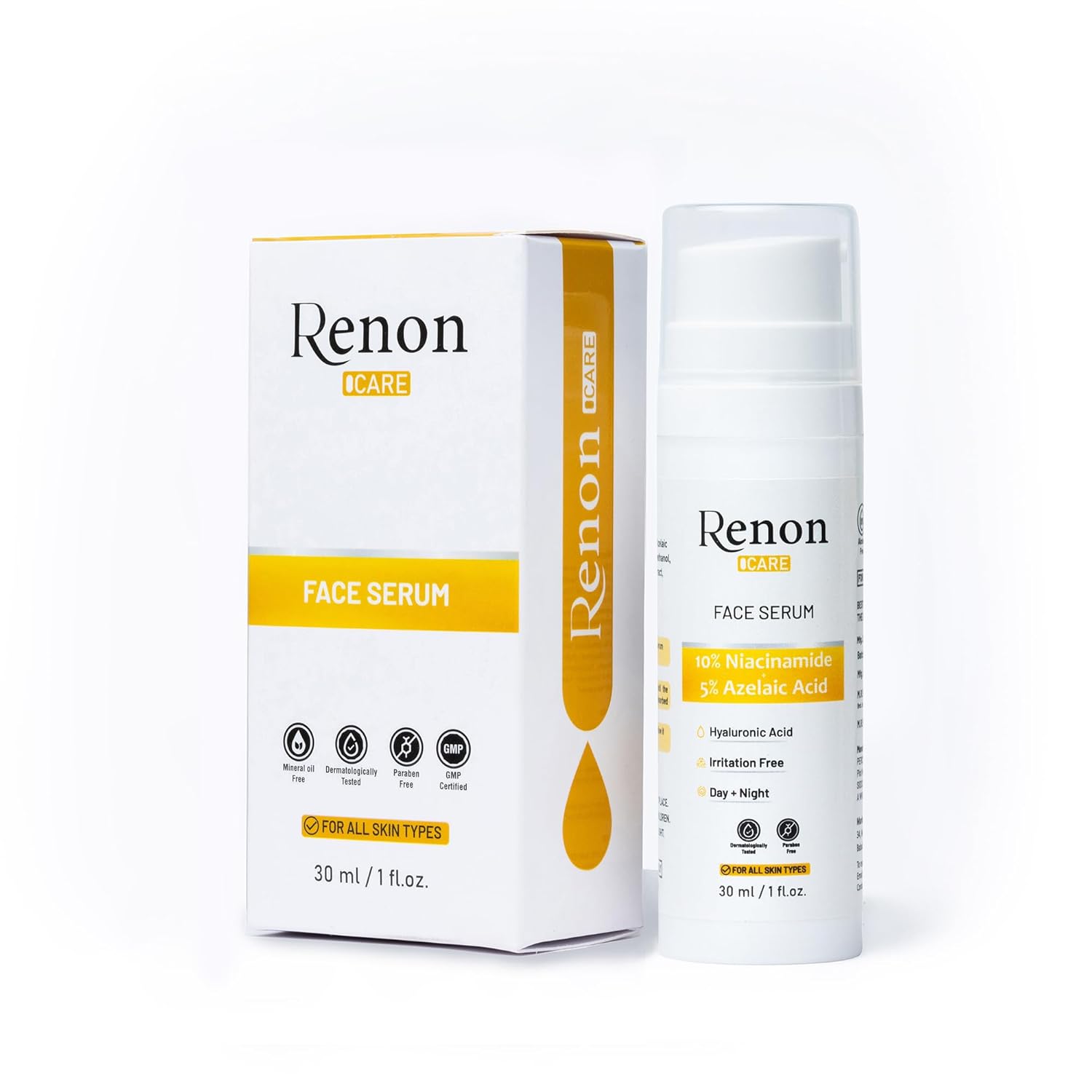 Renon 10% Niacinamide + Hyaluronic Acid Serum | Azelaic Acid Serum for ...